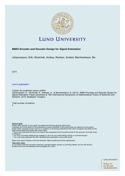 pdf mimo encoder and decoder design for signal estimationlup lub lu