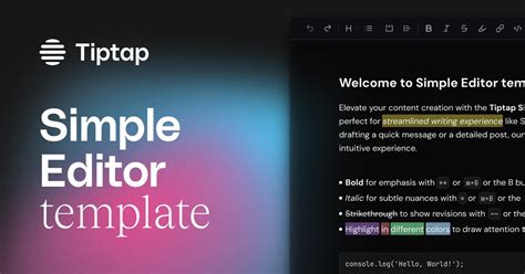simple template tiptap ui components