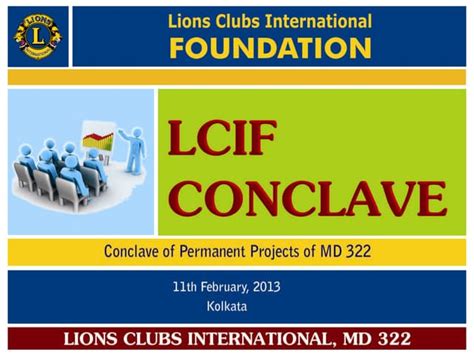 Cover Page Of Lcif Conclave Of Permanent Projects Md 322 Ppt