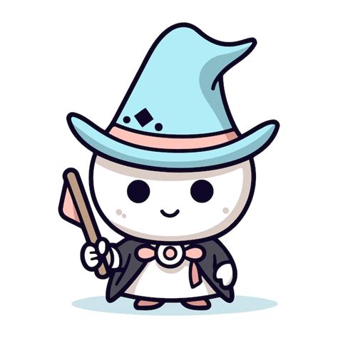 Premium Vector Cute Wizard Character Cute Cartoon Wizard Vector Illustration