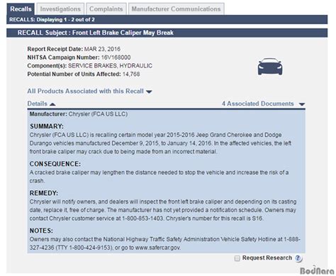 美 지프 그랜드 체로키 브레이크 캘리퍼 균열 문제로 일부 리콜 보드나라