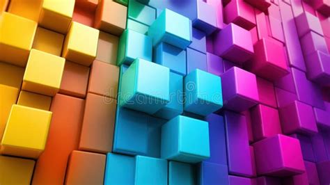 Vibrant Rainbow Cube Abstract 3d Background A Colorful Digital Art Piece Stock Illustration