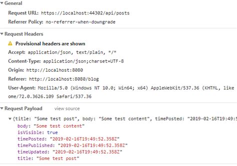Cors Why Does Sending Post Request To Core Fail Stack Overflow