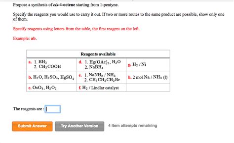 Solved Propose A Synthesis Of Cis 4 Octene Starting From