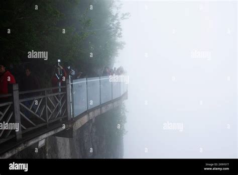 Glass Walkway Or Grand Canyon Skywalk Sheer Cliff In Tianmen National