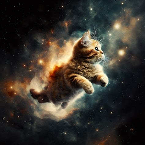 Space Astronaut Kitten Cat Digital Art Print Etsy