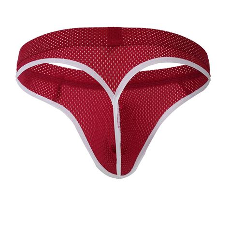 구매 섹시한 남성 비키니 속옷 G Strings 끈 나일론 메쉬 구멍 게이 속옷 시시 팬티 편안한 끈 팬티 남성용 G