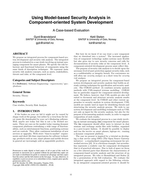 Pdf Using Model Based Security Analysis In Component Oriented System