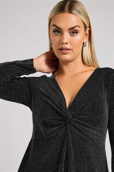 Yours London Plus Size Silver Metallic Knot Front Top Yours Clothing