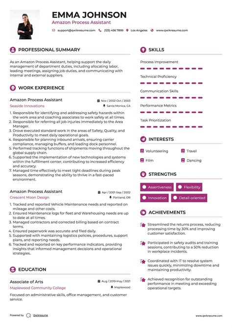 10 Amazon Process Assistant Resume Samples And Templates For 2025