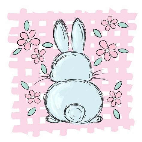 Dessin Animé Mignon Lapin Dos Queue De Lapin Limpression Vectorielle