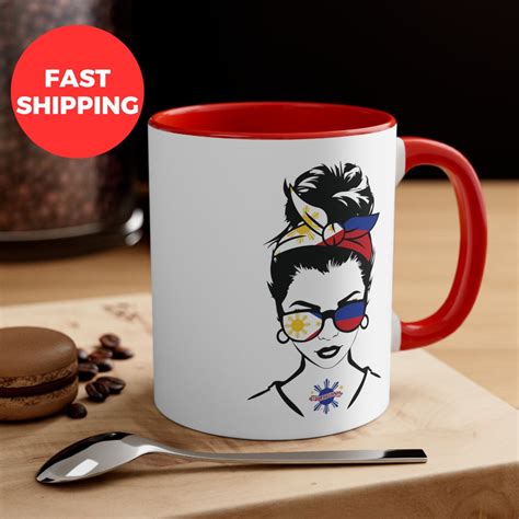 Personalized Philippines Mug Custom Philippines Mug Messy Bun