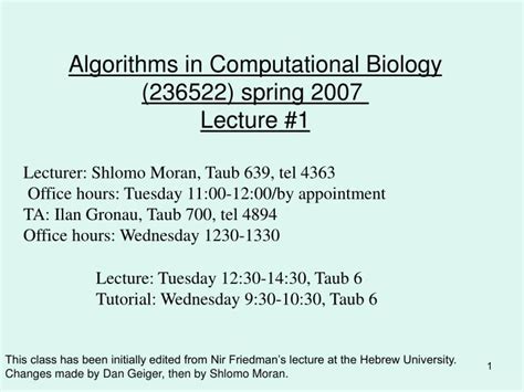 PPT Algorithms In Computational Biology Spring Lecture PowerPoint