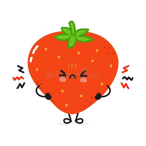 Personaje De Fresa Muy Enfadado Icono De Ilustración De Personaje