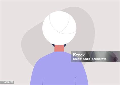 젊은 인도 남성 캐릭터 초상화 백 뷰 밀레니엄 라이프 스타일 평면 벡터 그래픽 터번에 대한 스톡 벡터 아트 및 기타 이미지