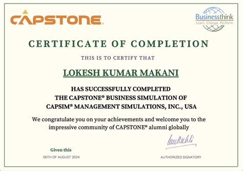 Lokesh Kumar Makani On Linkedin Capstone Capism Simulation