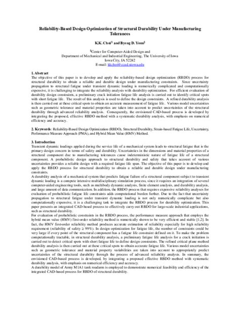 Pdf Reliability Based Design Optimization Of Structural Durability