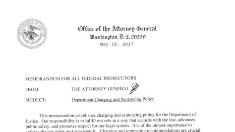 Memo By Sessions To U S Attorneys On Charges And Sentencing The New York Times