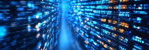 Digital Data Tunnel Big Data Stream Cyberspace With Binary Code