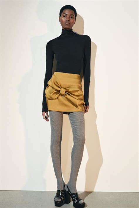 Zw Collection Satin Bow Skirt Golden Zara Georgia