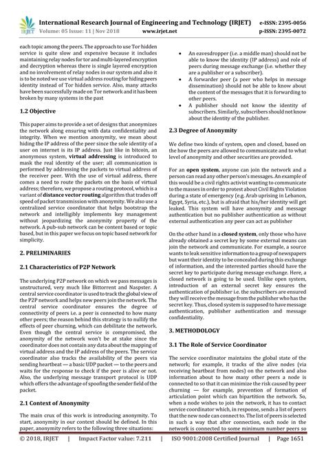 Irjet Design Of Anonymous Publish Subscribe Messaging System In A P2p