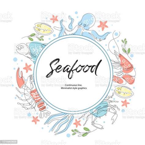 랍스터 생선 게 새우 문어 오징어 해산물 벡터 프레임입니다 갈고리 발톱에 대한 스톡 벡터 아트 및 기타 이미지 갈고리 발톱 개념 게 Istock