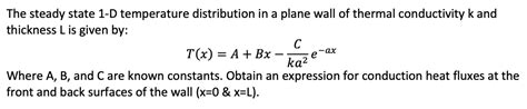 Solved The Steady State D Temperature Distribution In A Chegg
