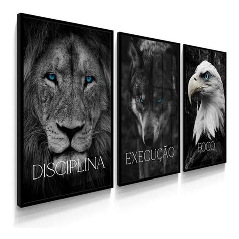 Quadros Decorativos Disciplina Execução Foco Leão Escritório R 565