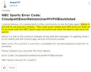 NBC Sports App Sorry We Re Having Some Trouble Error On Roku