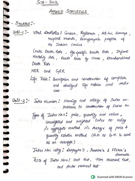 Applied Statistics Notes Pdf