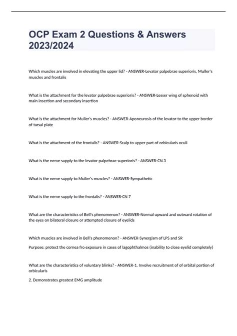 Ocp Exam 2 Questions And Answers 20232024 Ocp Stuvia Us