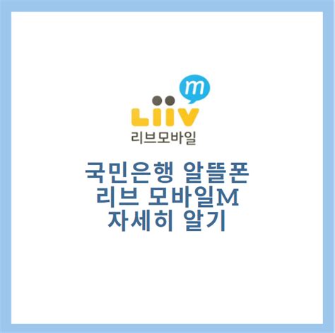 Kb국민은행 리브모바일 M 알뜰폰 요금제 파헤치기할인 요금 약정 유심 정보 네이버 블로그