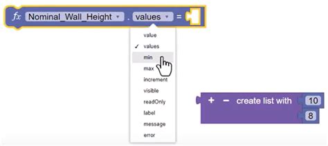 codeblocks set parameter minimums maximums and increments autodesk