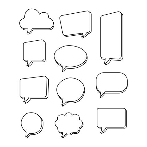 Set Of Dialogue Box Simple Cute Line Style 3307006 Vector Art At Vecteezy