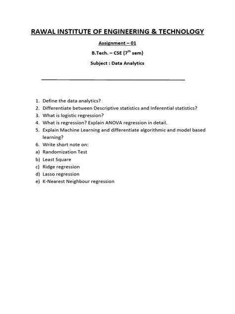 Data Analytics Assignments Pdf