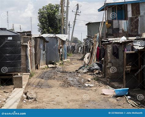 A View Inside The Massive Urban Slum Of Kibera In Nairobi Kenya Stock