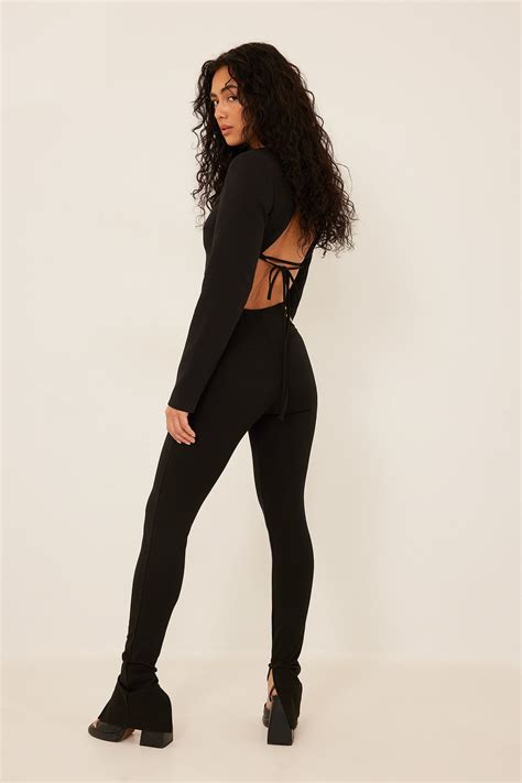 Waist Detail Leggings Black Na Kd