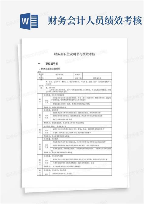 财务会计人员绩效考核word模板下载编号qmjmnwjm熊猫办公