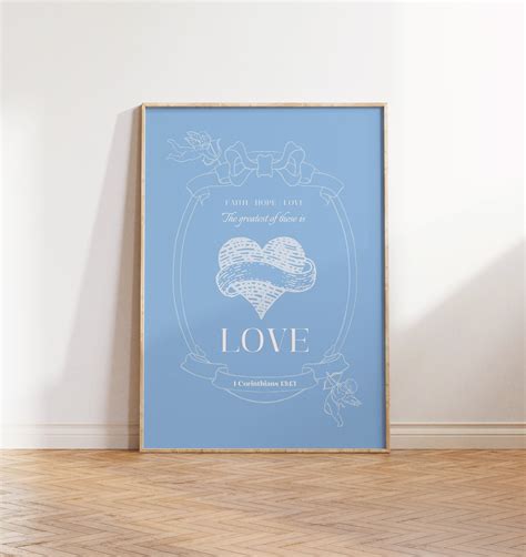 Pastel Blue Christian Teen Wall Art Minimalist Bible Verse Poster Girl