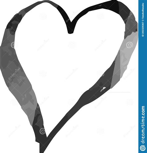 Monochrome Watercolor Like Handwriting Cute Heart Stock Vector