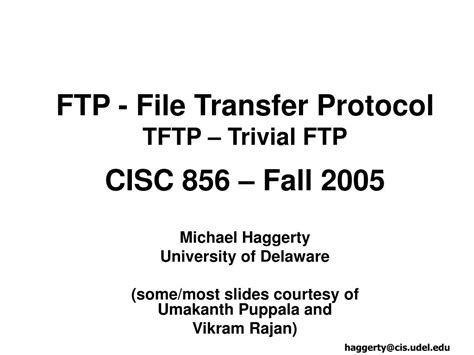 Ppt Ftp File Transfer Protocol Tftp Trivial Ftp Cisc Fall