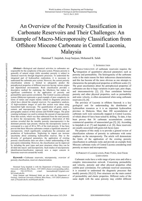Pdf An Overview Of The Porosity Classification In Carbonate