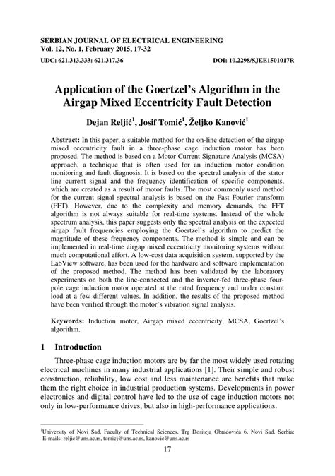 Pdf Application Of The Goertzels Algorithm In The Airgap Mixed