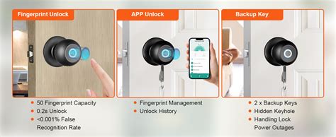 Vevor Smart Door Knob Fingerprint Smart Lock With App Control