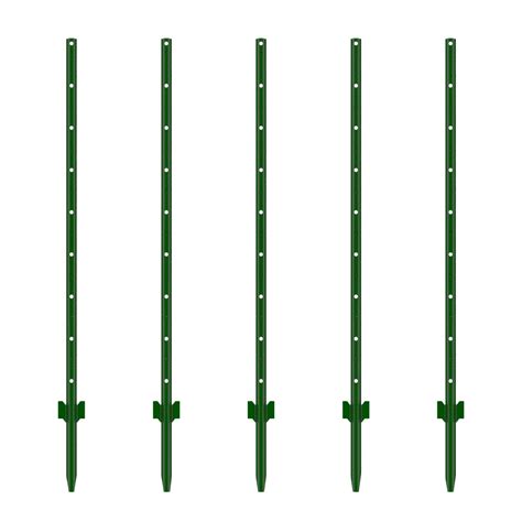 Brriy 3 4 5 6 7 Feet Metal Fence Post5 Feet 5 Pack Heavy Duty Garden