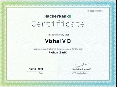Python Hackerrank Certification Programmingjourney Vishal V D