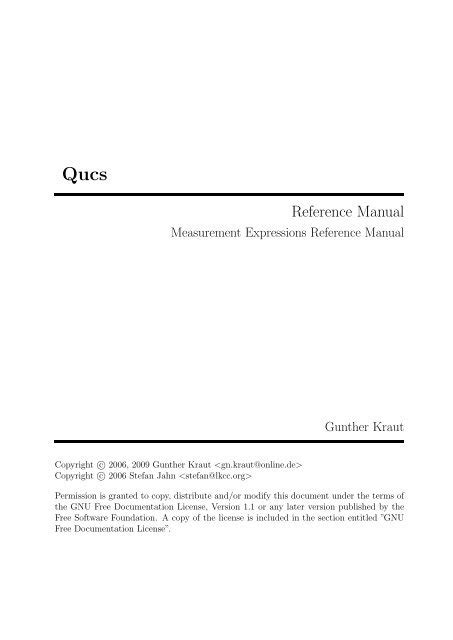 Qucs Reference Manual