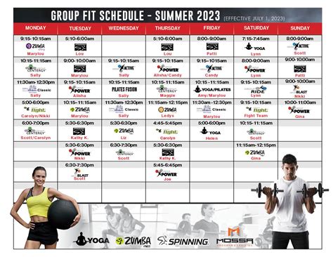 Group Exercise Classes Schedule