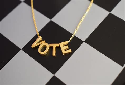 925 Silver Vote Necklace 3d Letter Necklace Obama Vote Necklace Vote