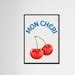 Mon Cheri Print Retro Cherry Print Trendy Wall Art Cherry Prints Dorm Room Decor Apartment Wall